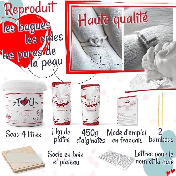 Kit Moulage Main Couple avec Nom | Cadeau Personnalisé Femme Homme ...