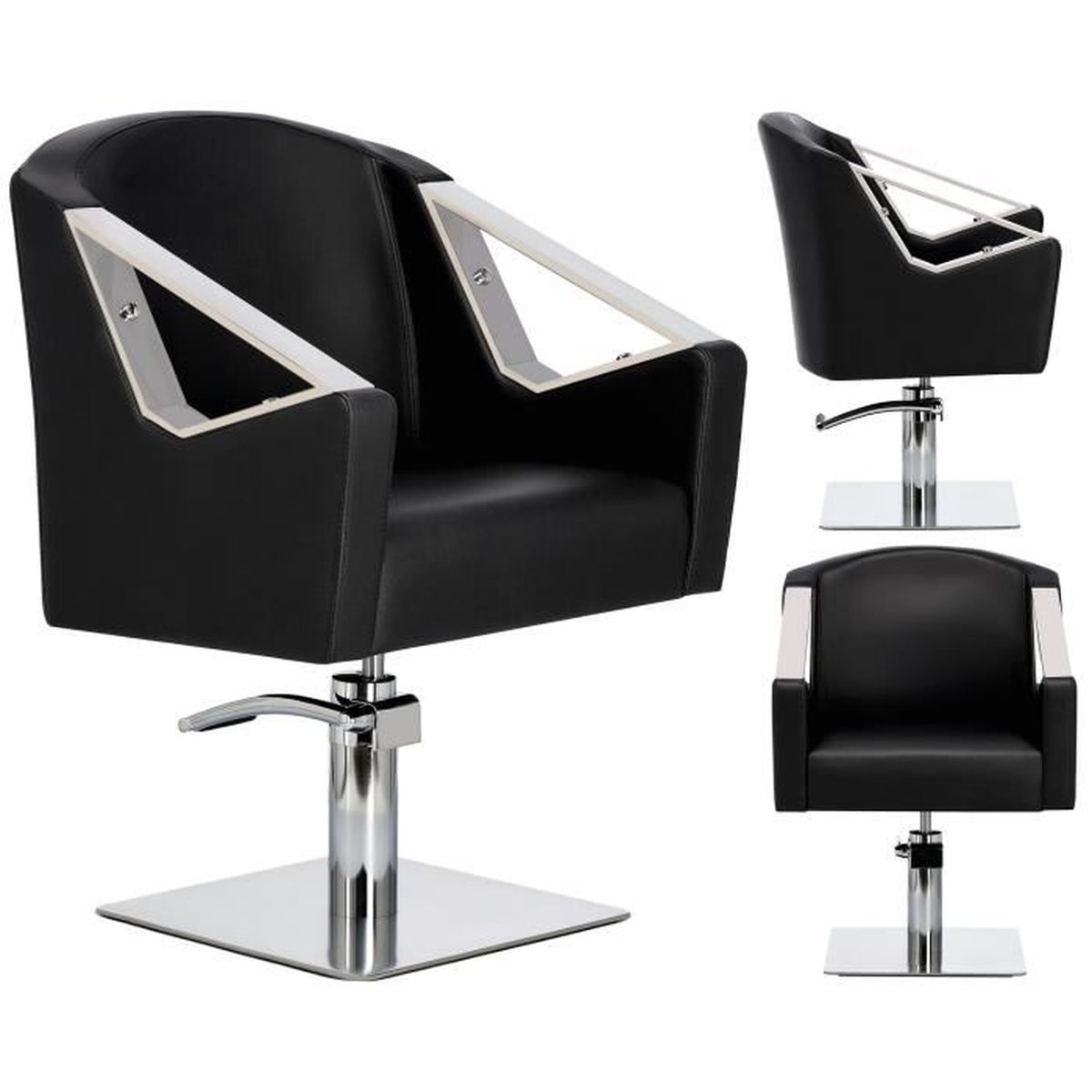 Chaise de coiffure Lars pivotante hydraulique pour barbier et salon de ...