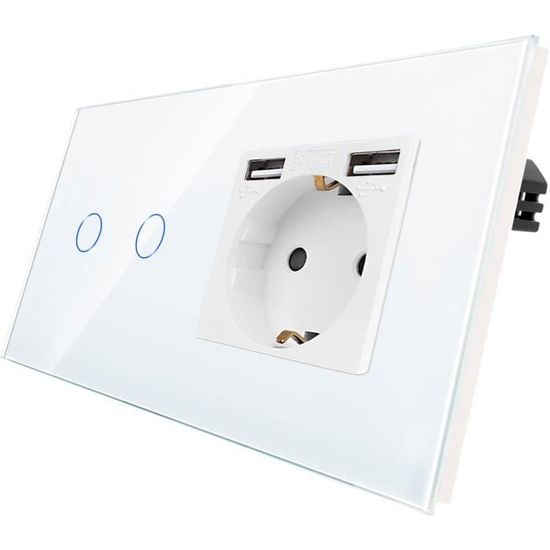 Interrupteur Tactile Avec Prise Schuko Avec Double Ports Usb A 2,1 A ...