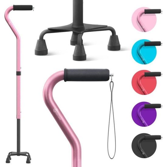 Canne De Marche Pliable À 4 Pieds Avec Poignée Rembourrée Douce Pour ...