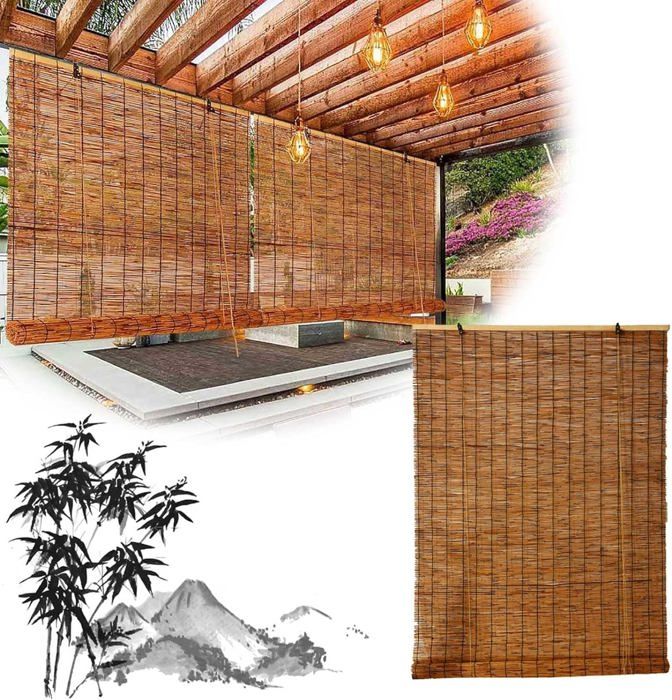 Store Enrouleur Bambou Naturel,Rideaux En Roseau Interieur Exterieur ...