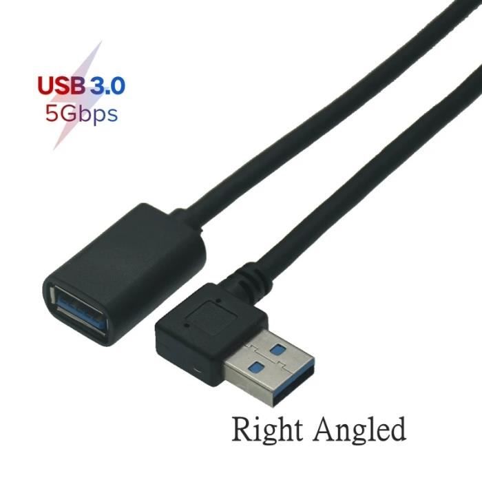 1m - Allongé - Câble adaptateur USB 0.3 mâle vers femelle, rallonge d'extension d'angle ...