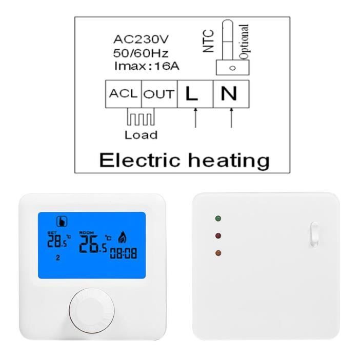 Contr?leur de Température de Thermostat de Chauffage Sans Fil Lcd Numérique pour Système de ...