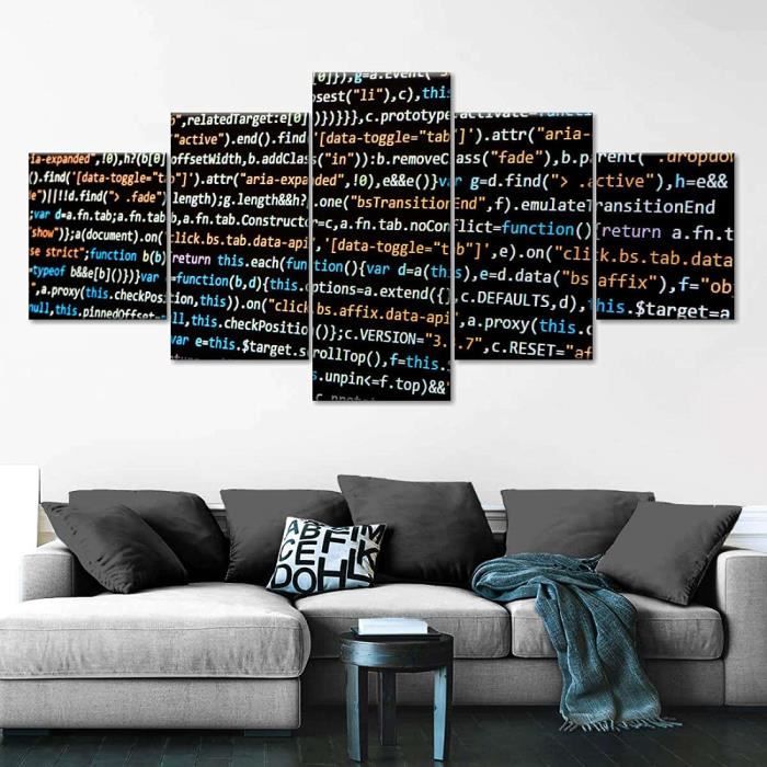 5 Pieces Tableau Mural Image Code De Codage Numérique sur Toile 50x25cm ...