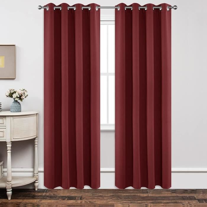 Rideau Occultant 2 Pièces L 140 X H 200, Rideau Thermique Isolant Rouge ...