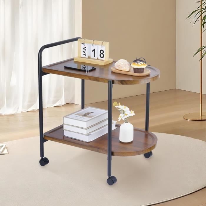 Table d'appoint en bois avec roulettes - Table basse mobile avec ...