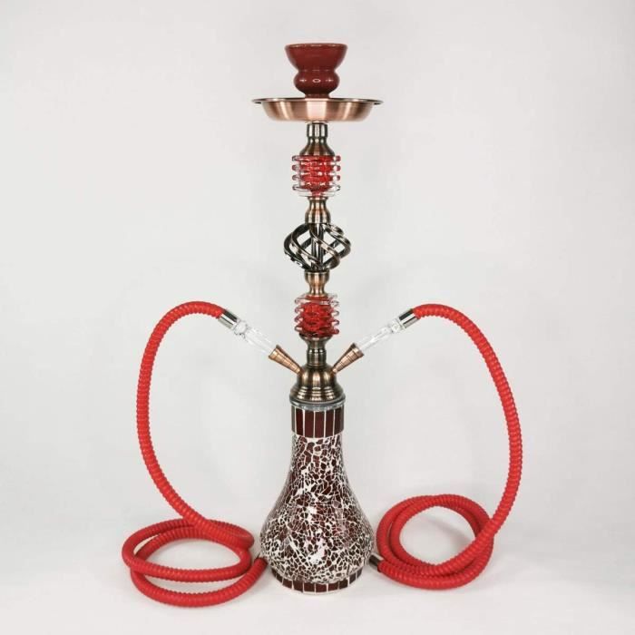 Chicha narguilé - 2 Sorties Verre Hookah Shisha(Color:Rouge)[1 ...