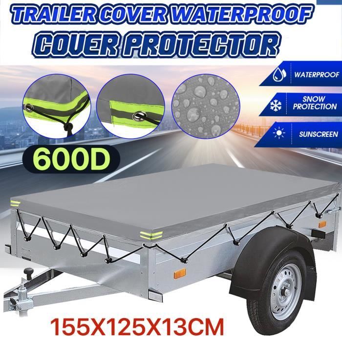 1x Housse de Remorque étanche 155x95x13cm Gris - Cdiscount Auto