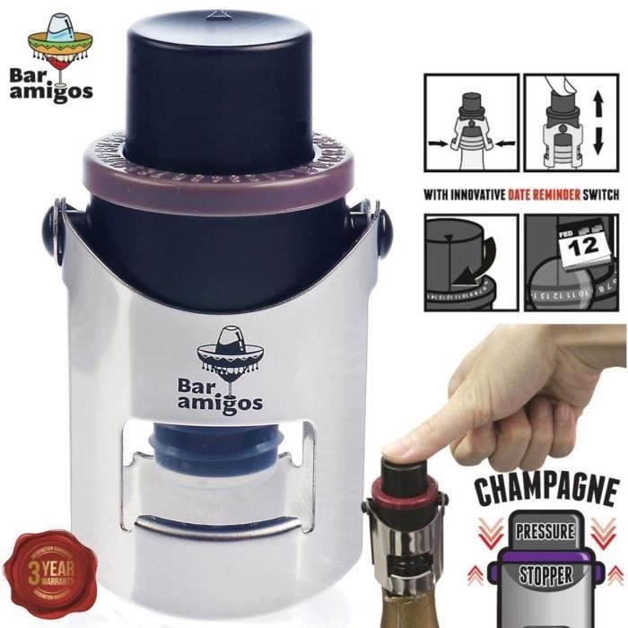 Bar Amigos® Champagne Pressure Stopper Red Rouge - Pression Bouchon ...