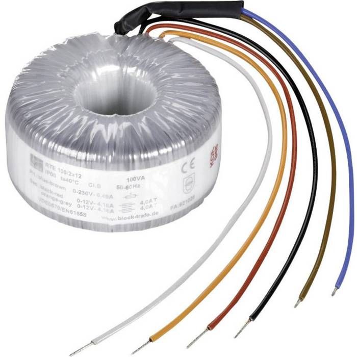 Transformateur torique 50 VA primaire 230 V secondaire 2 x 12 V Block ...