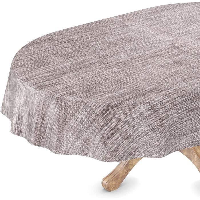 Nappe Toile Cirée Lavable Nappe Ovale 140 X 220 Cm Bord Coupé Lin ...