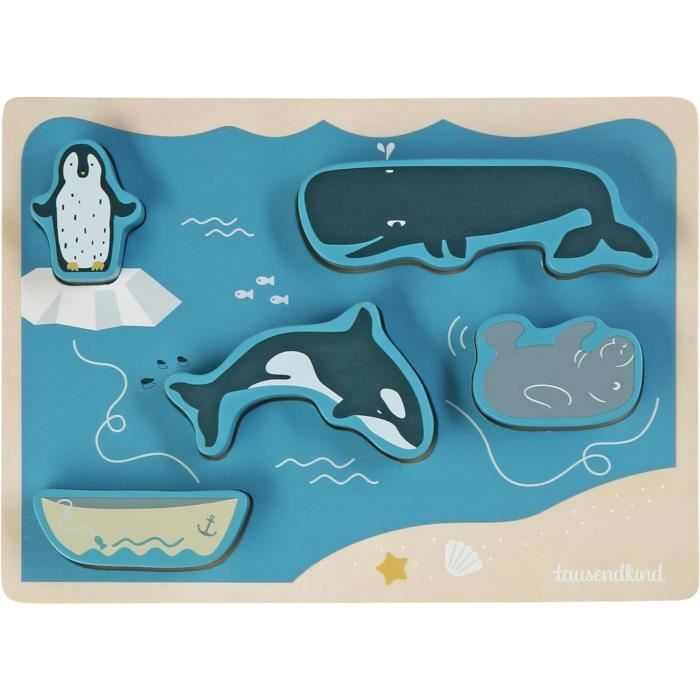 Learn & Play Puzzle À Emboîter Ocean En Bois - Jouet En Bois 3 En 1 À Partir De 1 An : Animaux ...