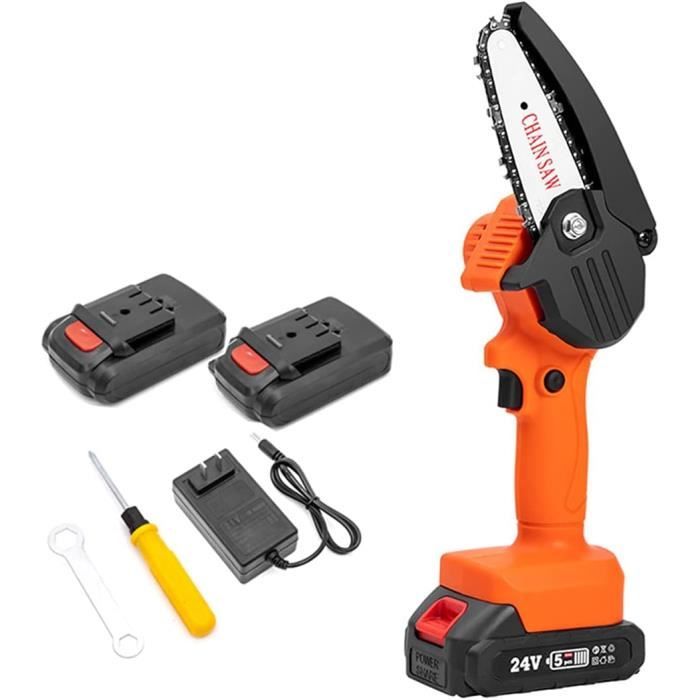 Mini tronçonneuse sans Fil, Petite scie à chaîne électrique avec 2 ...