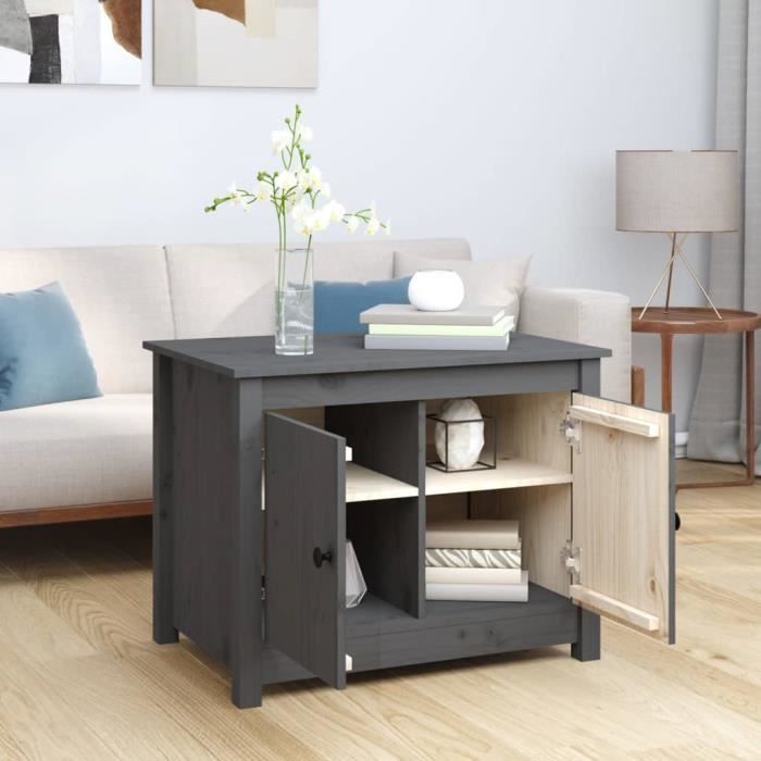 TAM Table basse Gris 71x49x55 cm Bois massif de pin A820928 85816 ...