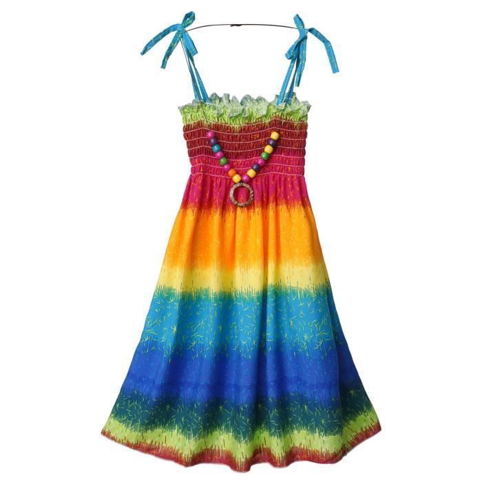 Robe à Bretelle Eté Bohème Floral pour Enfant Fille - Multicolor - 5-12 ...