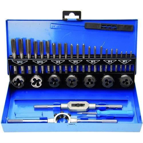 Jeu de Tarauds 32 pièces NAIZY M3-M12 Coffret de Tarauds et Matrices Filières de Filetage ...