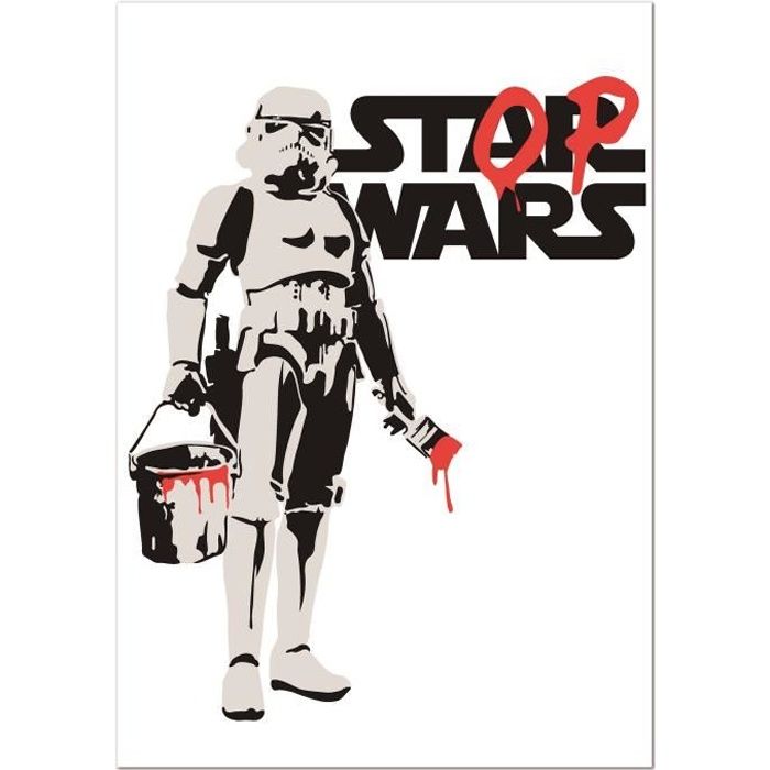 Tableau Panorama Banksy Stop Wars 35x50 cm - Imprimée sur Toile ...