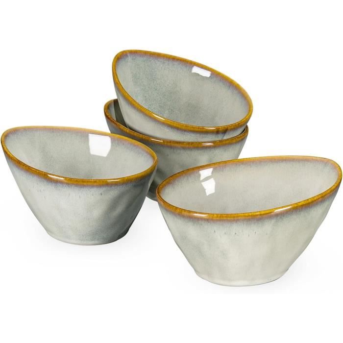 Lot De 4 Bols À Pâtes En Faïence - Bol À Dessert - Bol À Snacks - Bol À ...