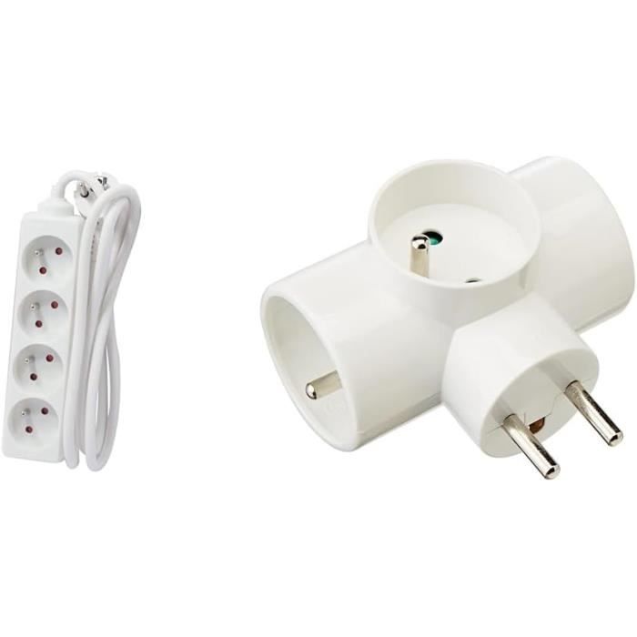 Bloc Multiprise Blanc 4 X 16 A 3M & Rallonge Electrique Prise ...