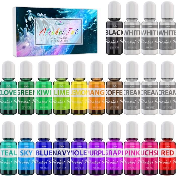 Alcohol Ink Set - 24 x 10ml Encres Alcool pour Peinture, Résine Epoxy ...