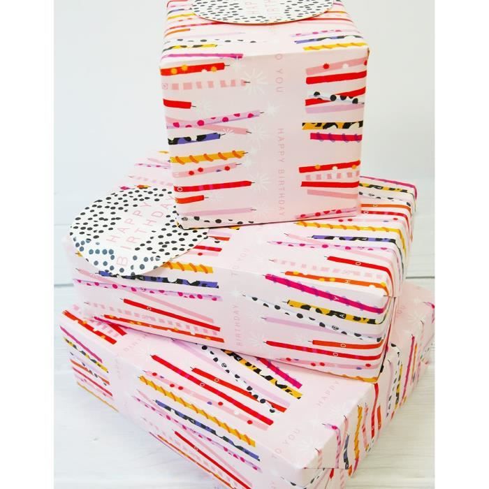 Abacus 12364A Lot de 2 feuilles de papier cadeau avec 2 étiquettes et 1 ...