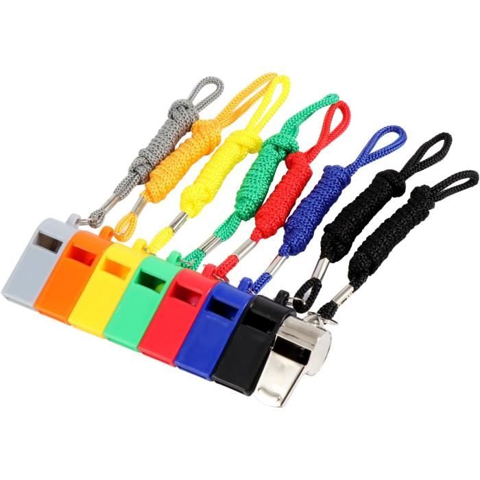 Lot de 8 sifflets d'arbitre en Plastique et métal avec Cordon pour ...