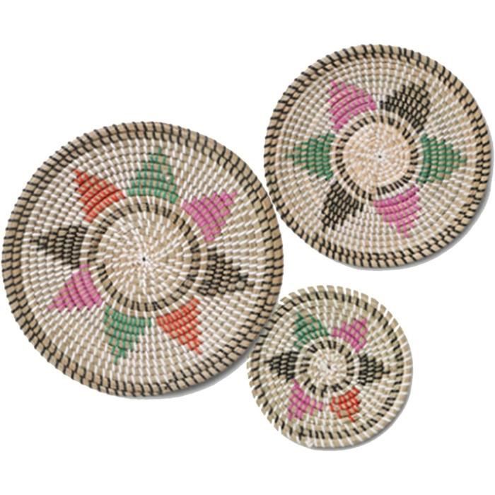 Asy Panier Mural En Osier Décor Ensemble De 3 Paniers Suspendus En Jonc ...