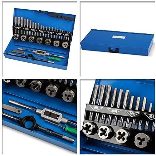 Jeu de Tarauds 32 pièces NAIZY M3-M12 Coffret de Tarauds et Matrices Filières de Filetage ...