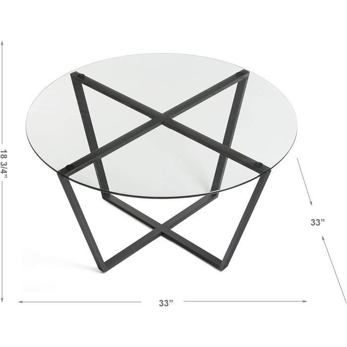 Mango Steam Table Basse Rond en Verre, Dessus Clair et Base Noire50 ...