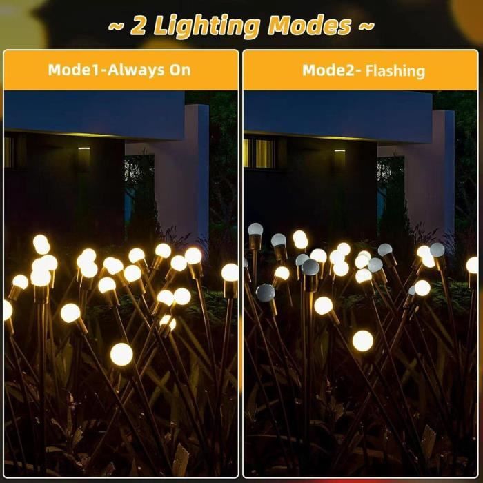 Lampe Solaire Effet Luciole, 4 Packs De 6 8 10 Led Lumiere Solaire Exterieur, Etanche Ip65 ...