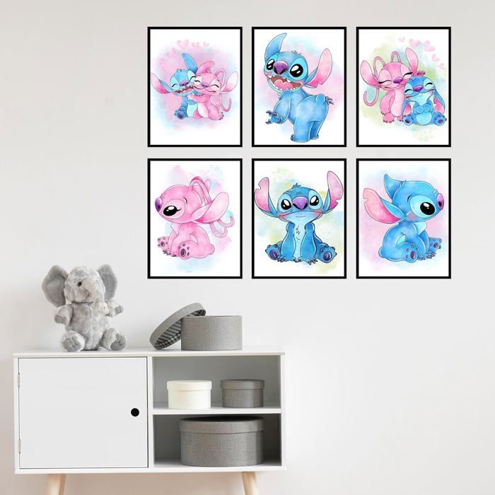 Set de 6 Posters Muraux Stitch, Affiche Chambre Fille,Impression d'art ...