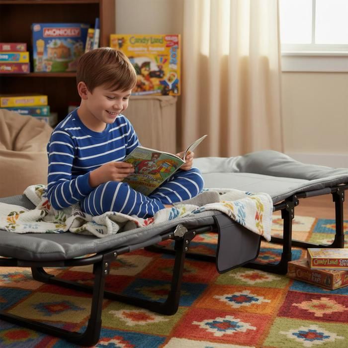 YIYI. Lit pliant multifonctionnel avec assise rembourrée et poches ...