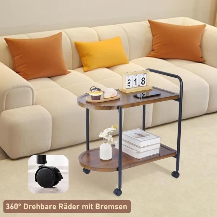 Table d'appoint en bois avec roulettes - Table basse mobile avec ...