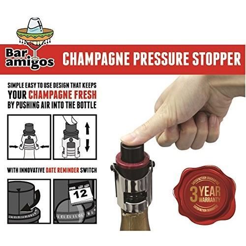 Bar Amigos® Champagne Pressure Stopper Red Rouge - Pression Bouchon ...