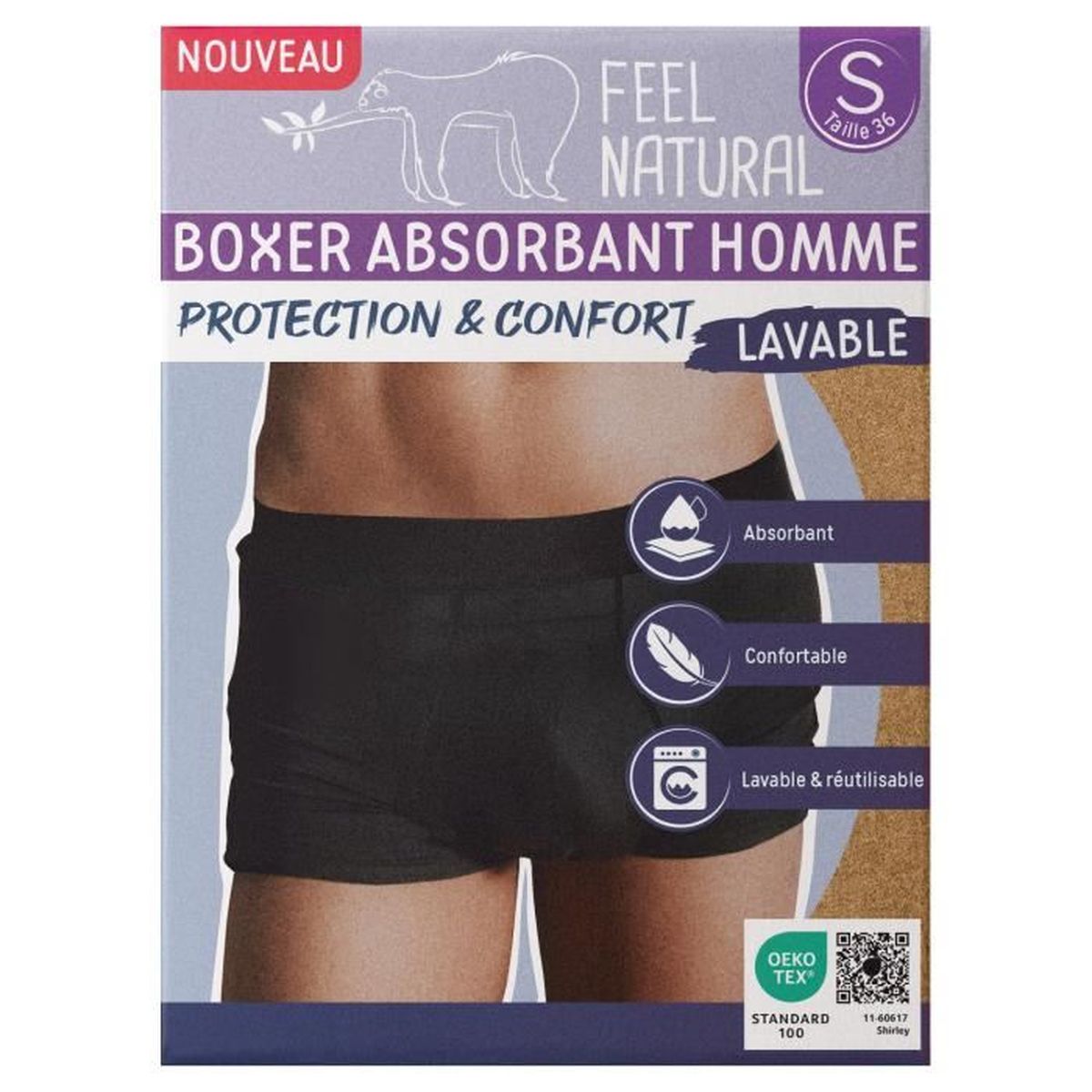 BOXER ABSORBANT HOMME S FEEL NATURAL - Cdiscount Santé - Mieux vivre