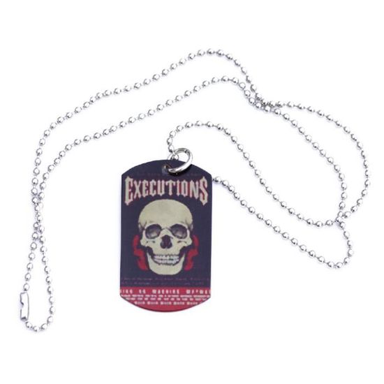 COLLIER DOGTAG PLAQUE MILITAIRE EXECUTIONS TÊTE DE MORT NOIR ET ROUGE ...