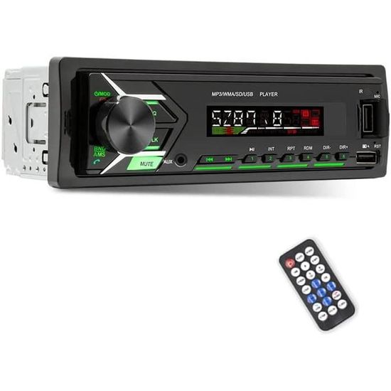 RDS Autoradio Bluetooth Main Libre 1Din Poste Radio Voiture Bluetooth FM Lecteur MP3 Supporte ...