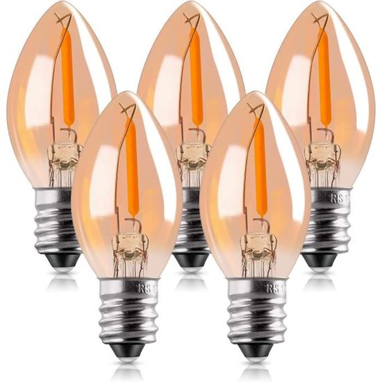 C7 Ampoule LED, 0.5W lumière de bougie Ampoules, Ambre Glow décoratif Night Light LED E14 ...
