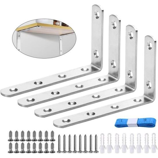 4 Pcs 90 Degrés Angle Droit Équerres Murale Support D'Angle Acier ...