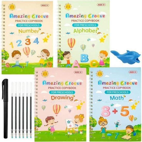 4 PCS Cahier Apprentissage Ecriture,Cahier Calligraphie Enfant,Cahier d ...