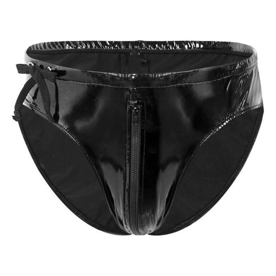 YIZYIF Homme Slip Ouvert Sexy Culotte Cuir Verni Jockstrap Zippé String ...