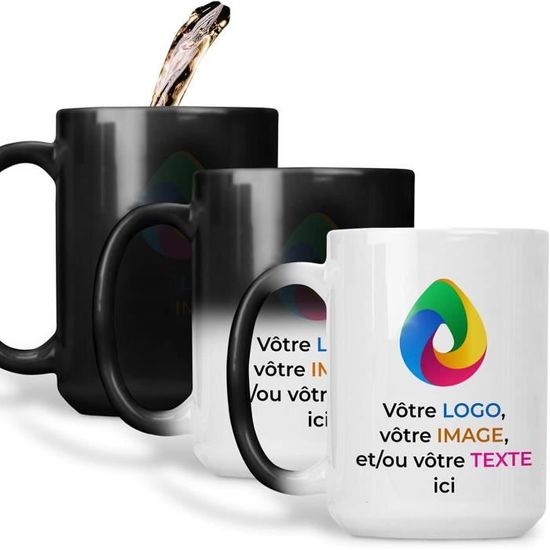Tasse Mug magique personnalisé, 350 ml, Mug Changeant de Couleur ...