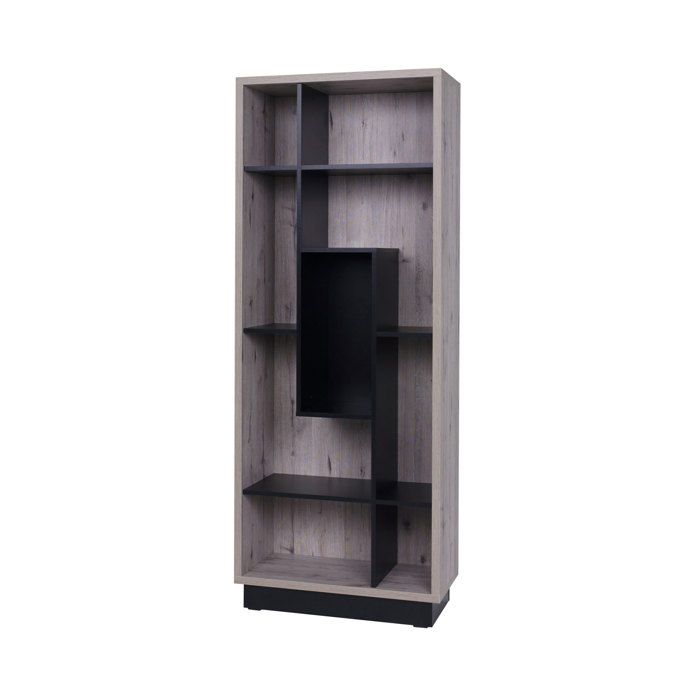 Bibliothèque 9 niches 191x35x75 cm chêne grisé - ISTRES - Cdiscount Maison