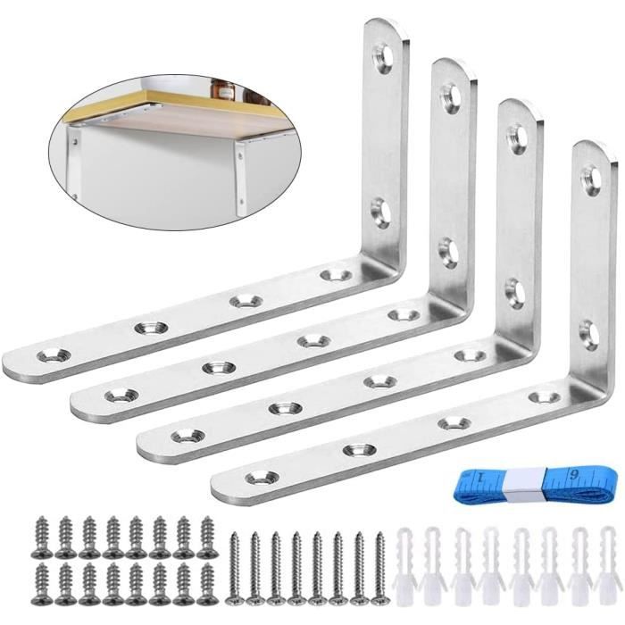 4 Pcs 90 Degrés Angle Droit Équerres Murale Support D'Angle Acier ...