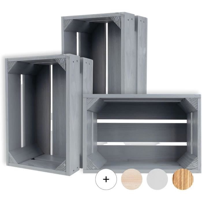 Caisse En Bois Gris | 30 X 20 X 15 Cm | Caisse Rangement Bois | Caisse ...