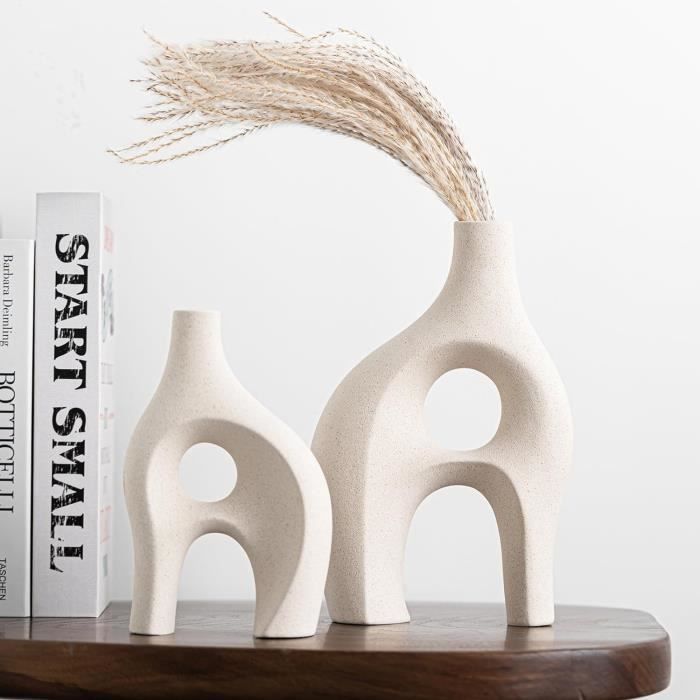Vase Blanc Lot De 2 Vases Ceramique,Vase Decoratif Design Vase ...
