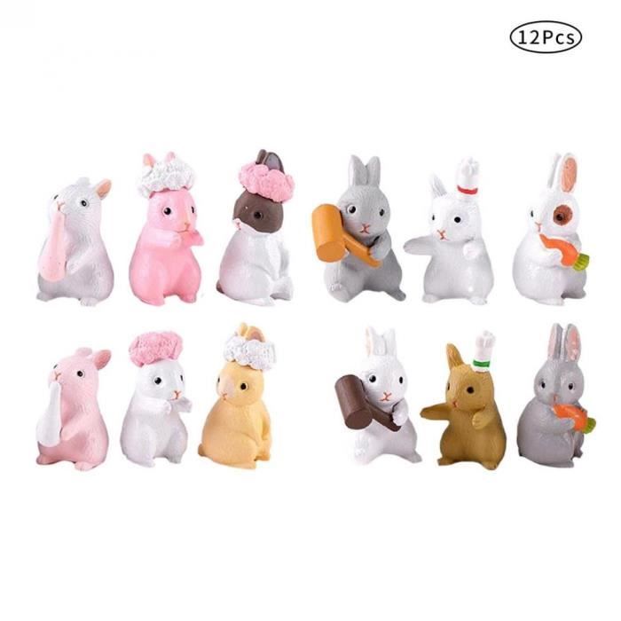 Jolie Figurines de jardin Figurines Lapins Set Statue Bunny Ornements ...