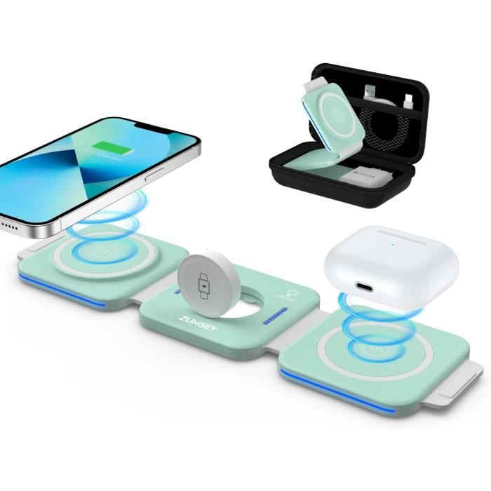 Chargeur Induction Pliable, 3 En 1 Magnétique Chargeur Sans Fil Pour ...