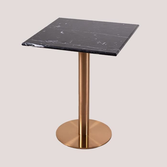SKLUM Table de Bar Carrée en Marbre Chack Metallic Or Rose 60 cm Noir ...