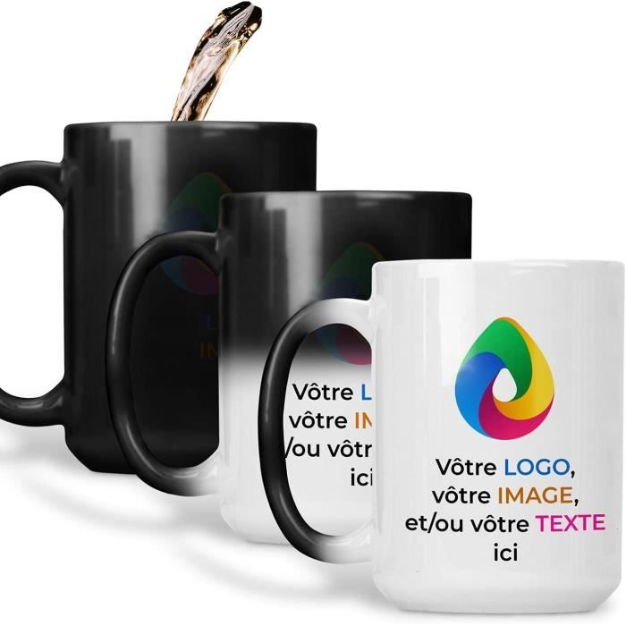 Tasse Mug magique personnalisé, 350 ml, Mug Changeant de Couleur ...